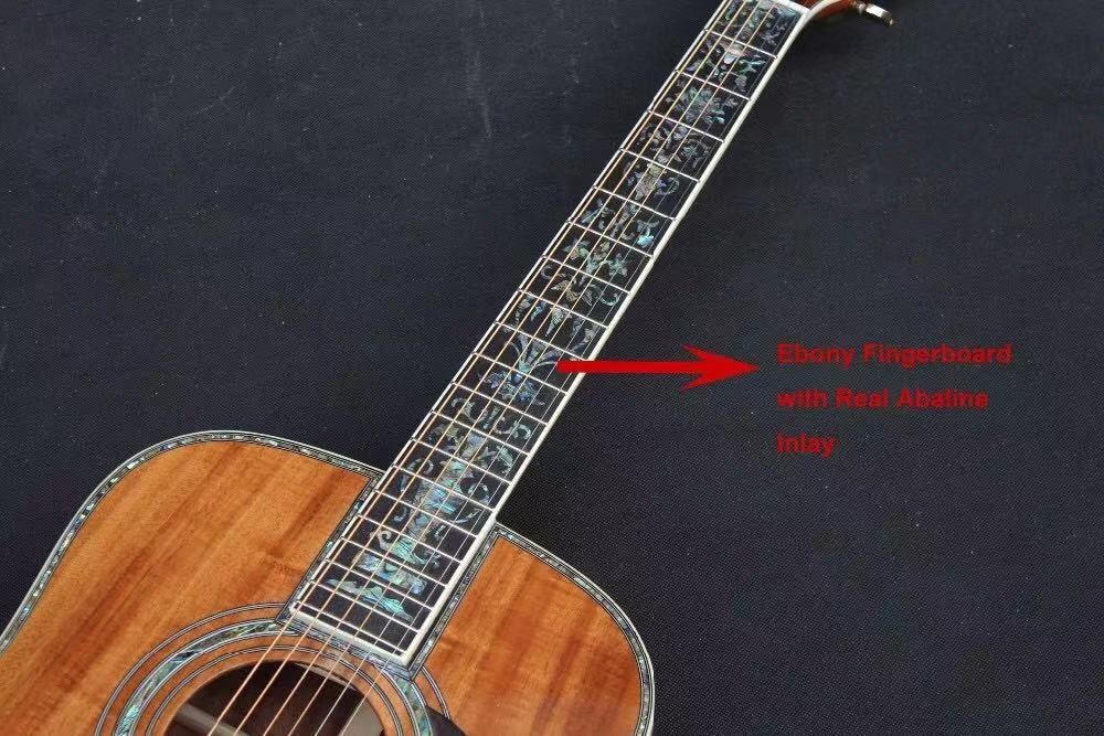 All KOA Wood Flower Ebony Fingerboard Real Abalone Inlays and Binding ...
