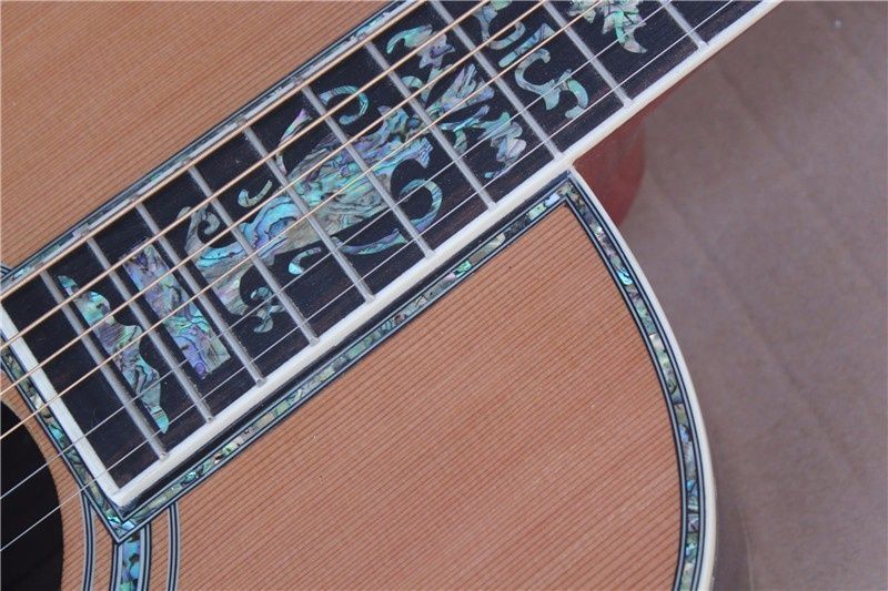 Solid Top 41'' Red Pine Body Acoustic Guitar with Flower Fingerboard ...