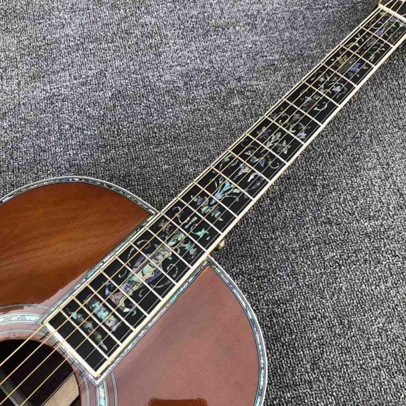 Solid Cedar Top 00045 Coffee Color Top 100% All Real Abalone aAcoustic ...
