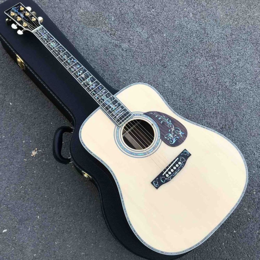 Oem Solid Spruce Top Deluxe Abalone Inlays Ebony Fingerboard D Style