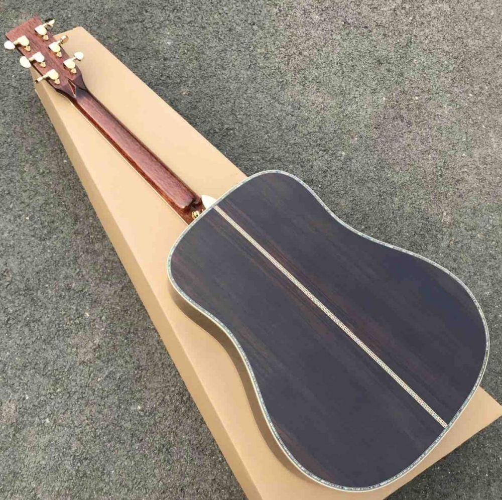 41" Solid spruce top D style Acoustic Guitar,Factory Real abalone Ebony ...