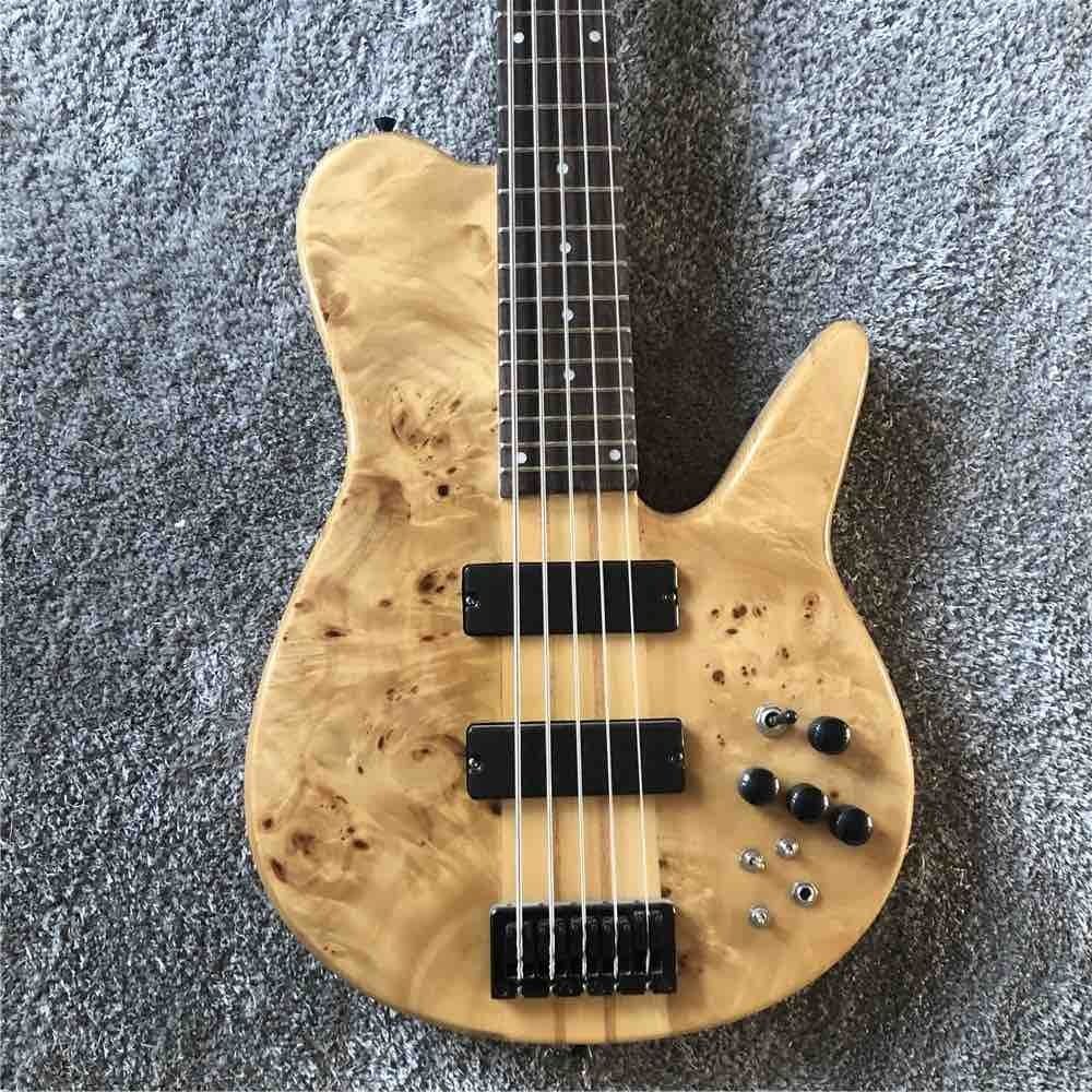 Custom Factory 5 Strings Wood Color Whole body Butterfly Electric Bass ...