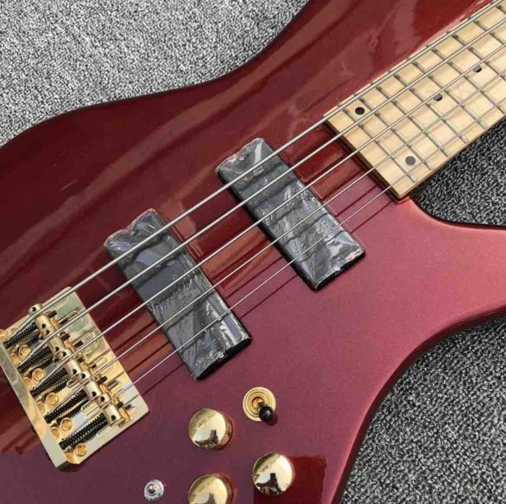 Metallic Red Butterfly 5 Strings Ash Wood Bass Guitar,Factory custom ...