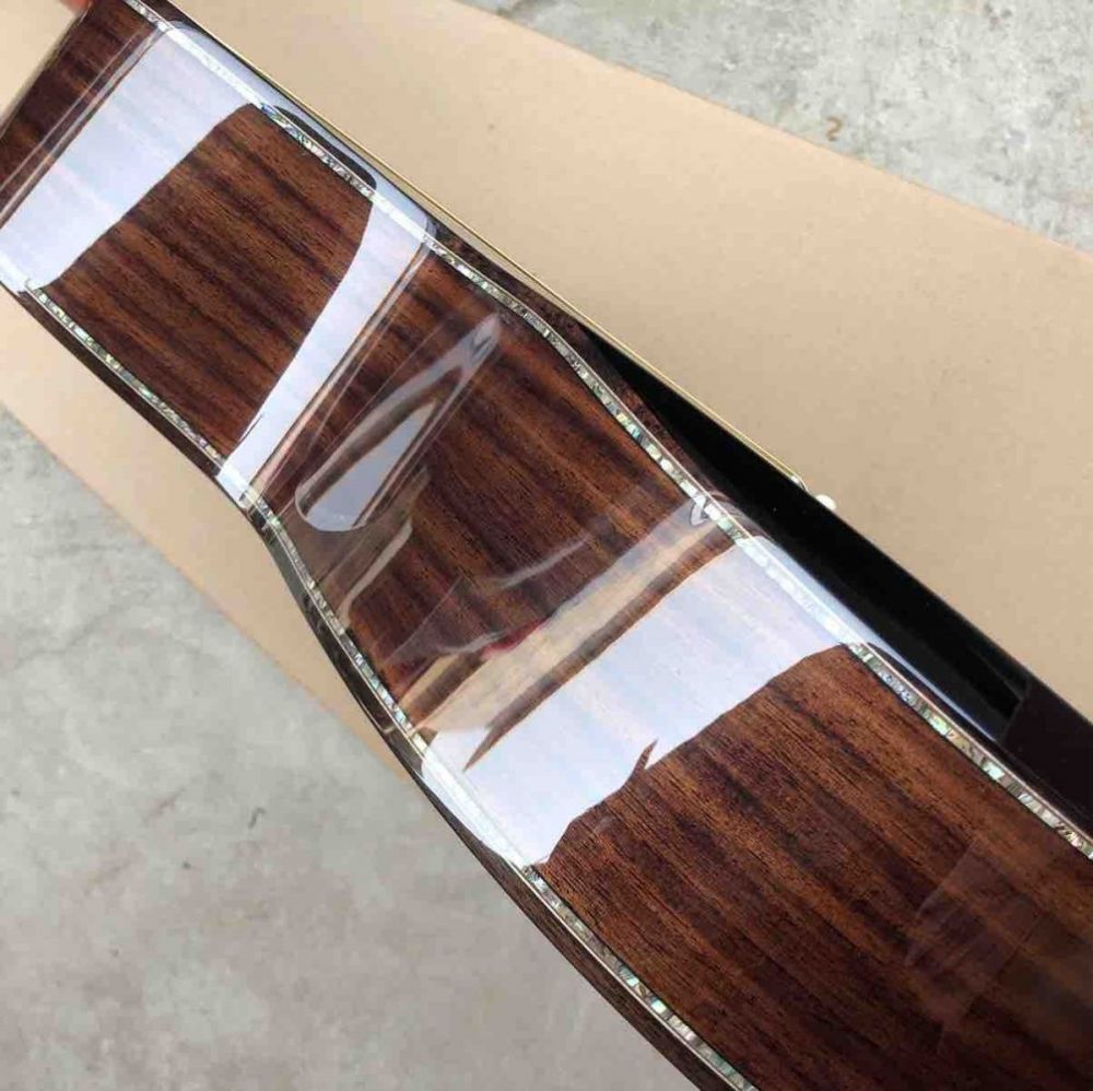 Custom 41"Acoustic Guitar Arm Rest Abalone Ebony Fingerboard Matte ...