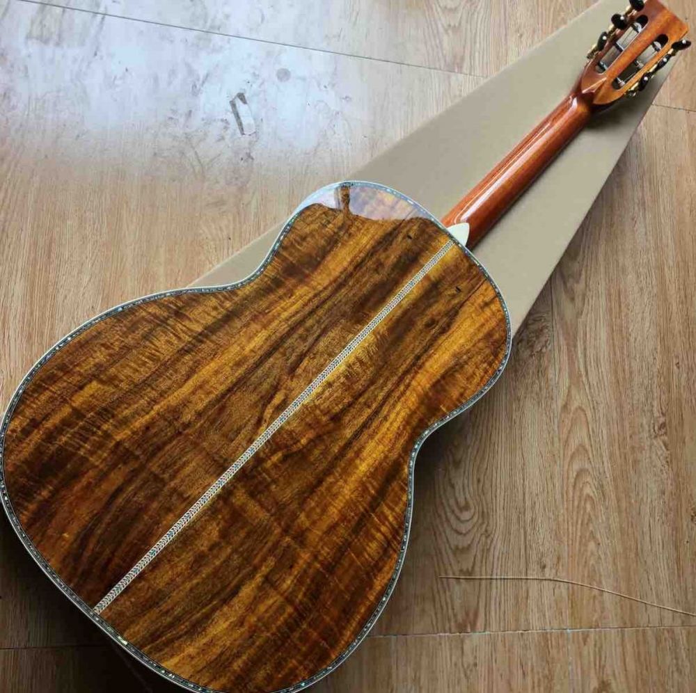 Custom 00045 All Solid KOA Wood Full Abalone Binding Ebony Fingerboard ...