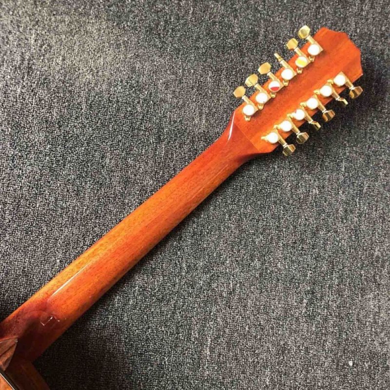 Custom 12 Strings All KOA Wood Round Body Rosewood Fingerboard Acoustic ...