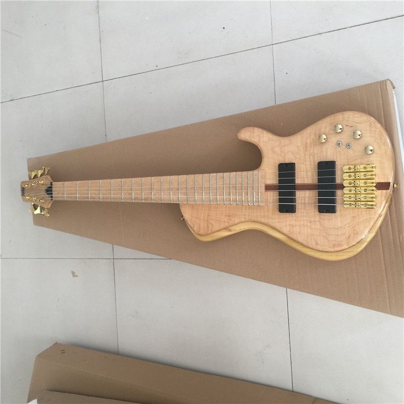Neck Through Body Custom Shop Maple Top Ash Wood 6 Strings Bass ...