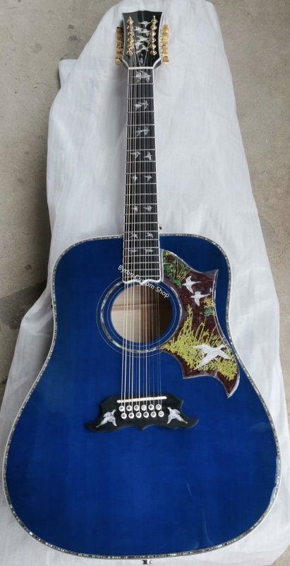 Custom Grand 12 Strings Acoustic Guitar AAAAA 12-Strings All Solid Wood ...