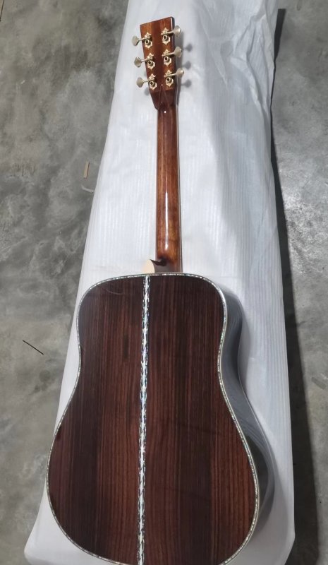 Custom Deluxe Abalone Binding AAAAA All Solid Wood Dreadnought Acoustic ...