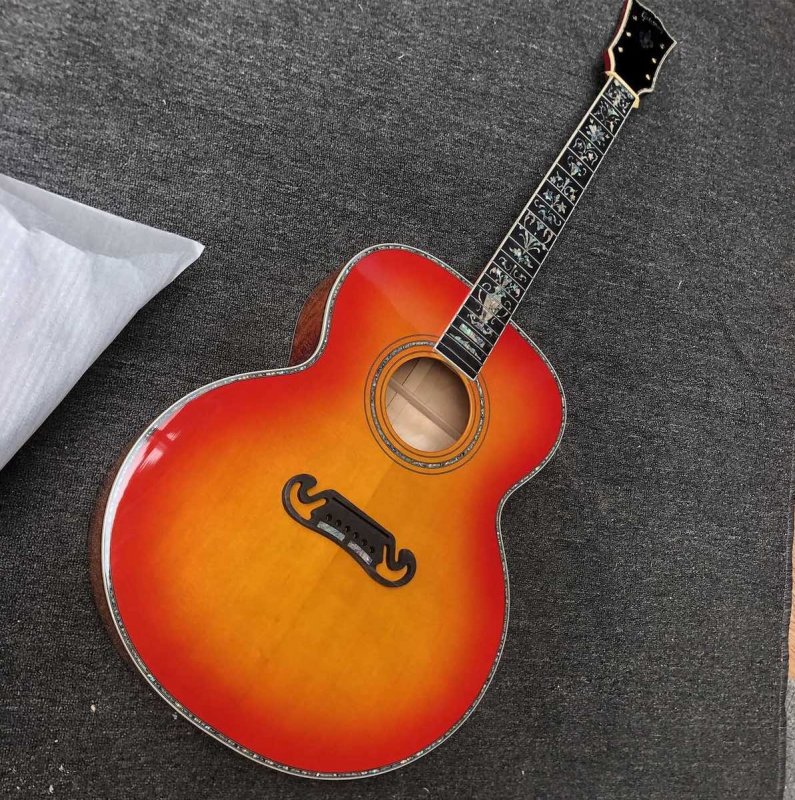 Custom Solid Spruce Top 43 Inch Jumbo J200 Ripple Back Side Acoustic Guitar