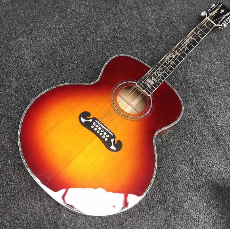 Custom 43 Inch Jumbo Guitar Solid Spruce Top J200 12 Strings Flamed ...