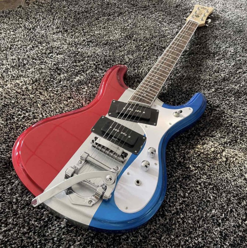 Custom Mosrite Johnny Ramone Venture Red White Blue Color Electric ...