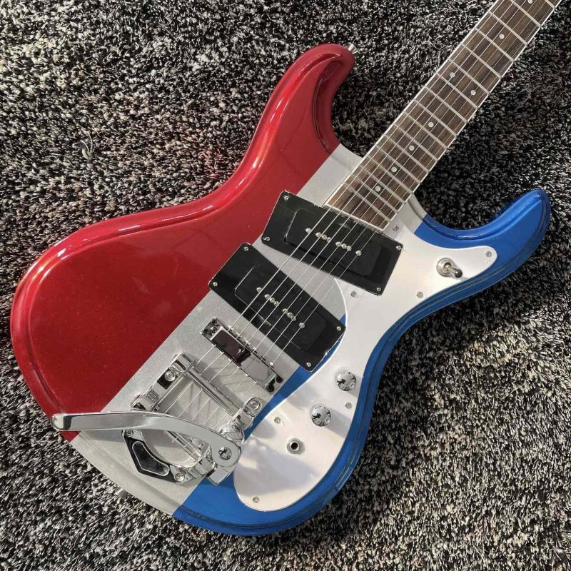 Custom Mosrite Johnny Ramone Venture Red White Blue Color Electric ...