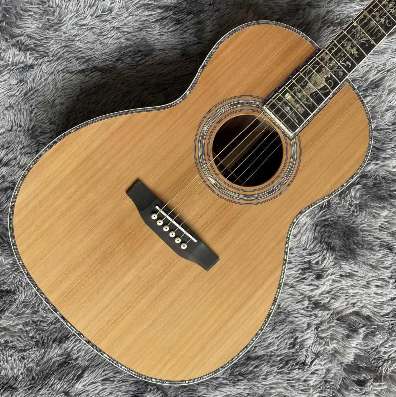 Custom 39 inch vintage aged style AAAA solid cedar wood OOO body fancy ...