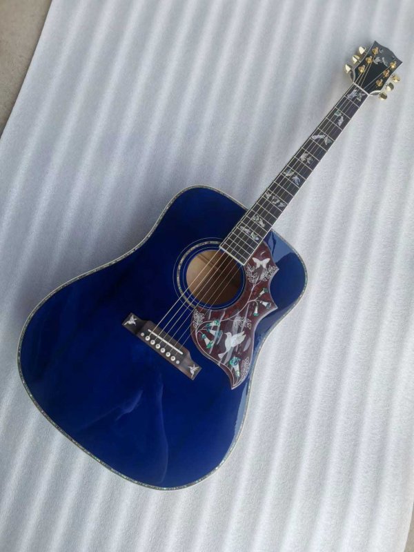 Custom Dove Bird in flight solid spruce wood top acoustic guitar in ...