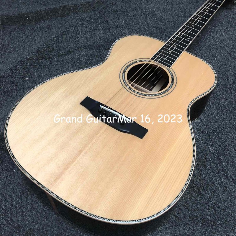 Custom Solid Spruce Top OM 40 Inch Round Body Herringbone Binding ...