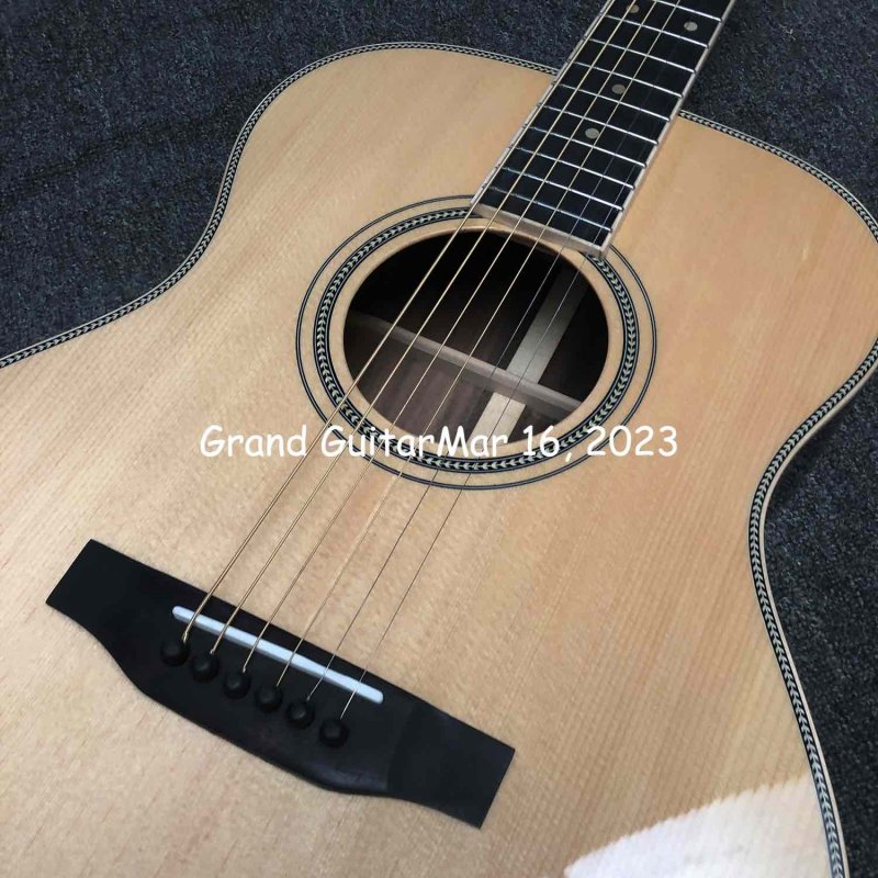 Custom Solid Spruce Top OM 40 Inch Round Body Herringbone Binding ...