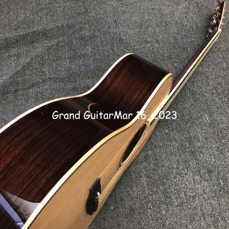 Custom Solid Spruce Top OM 40 Inch Round Body Herringbone Binding ...