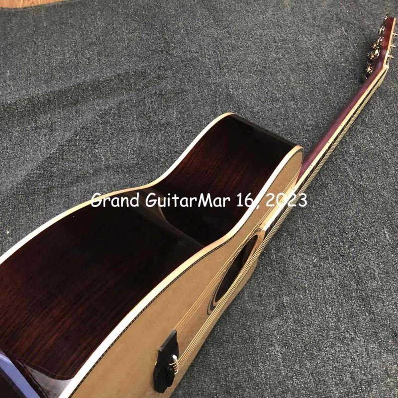 Custom Solid Spruce Top 40 inch Om Body Herringbone Binding Cutaway ...