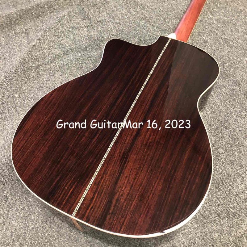 Custom Solid Spruce Top 40 inch Om Body Herringbone Binding Cutaway ...