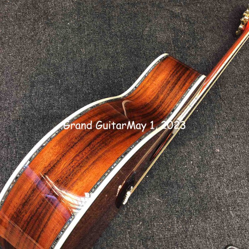 Custom OM Body Solid Koa Wood Top Ebony Fingerboard Acoustic Guitar