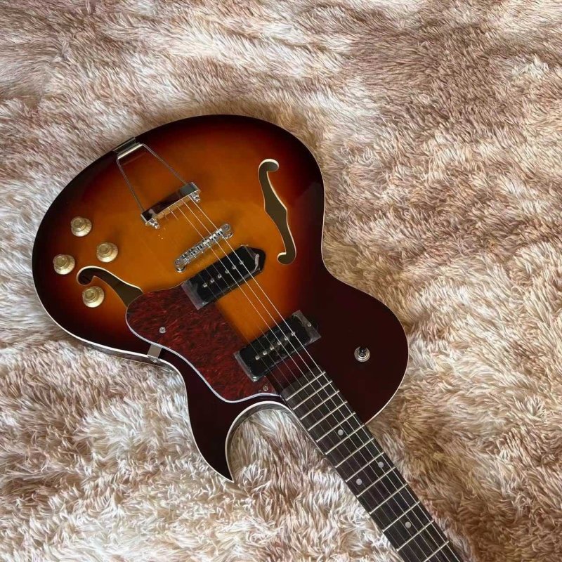Custom Jazz Electric Guitar Semi-hollow Body in Sunburst Color
