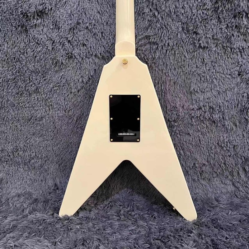 Custom Grand Flying-V Style Electric Guitar Cream Yellow Color Rosewood ...