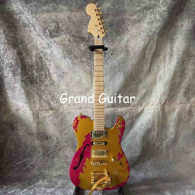 Custom vintage relic aged tele electric guitar with flamed maple neck ...
