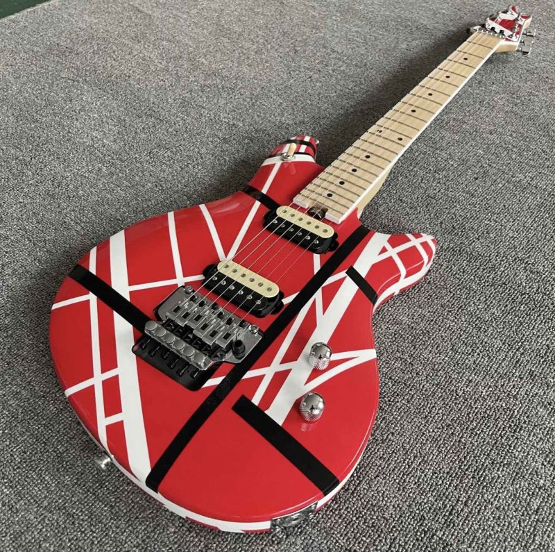Custom Red and White Stripes Electric Guitar