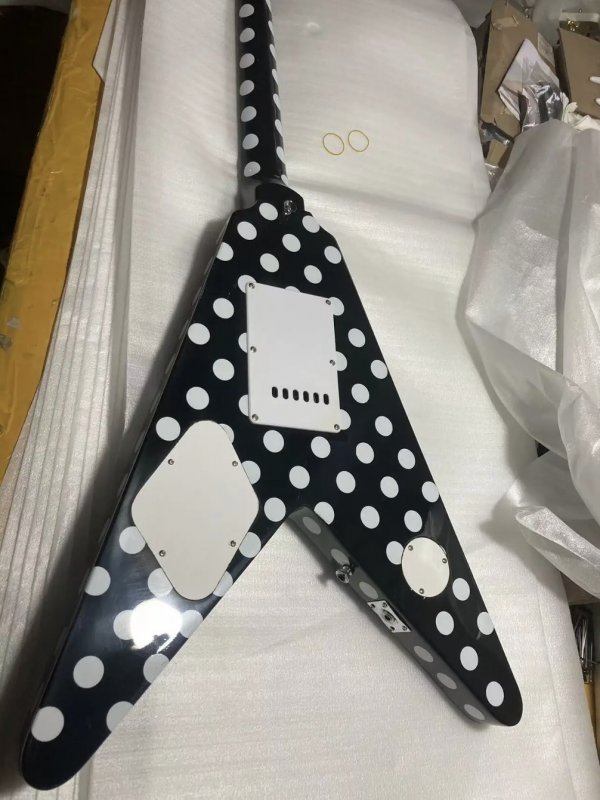 Custom Randy Rhoads Electric Guitar Solid Wood White Dot Glossy Finish ...