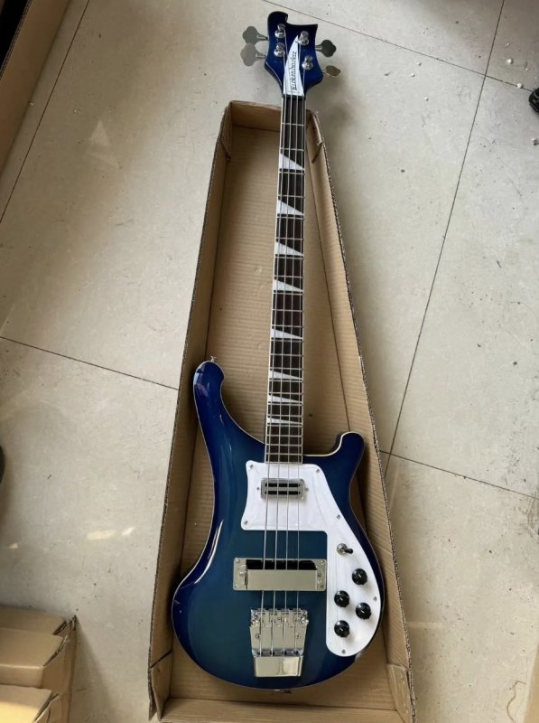 Custom 4 Strings Electric Bass Guitar in Blue Color Mahogany Body And ...