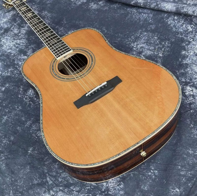 All Solid Wood 41" D Style Acoustic Guitar Solid Cocobolo Body Open Tuners