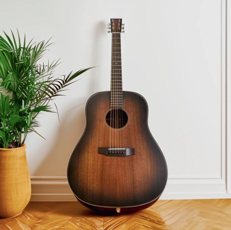 Custom Dreadnought All Solid Mahogany Slope Shoulder Acoustic Electric ...
