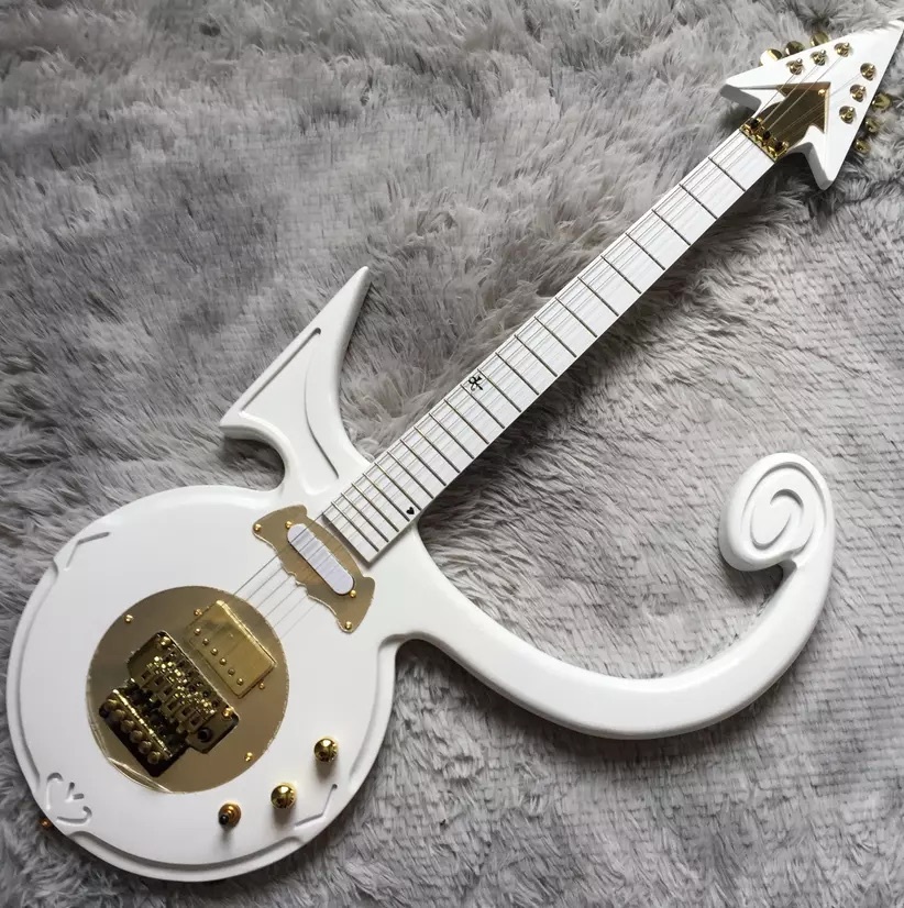 Custom Big Prince Arrow Inlay Gold Hardware Electric Guitar in White