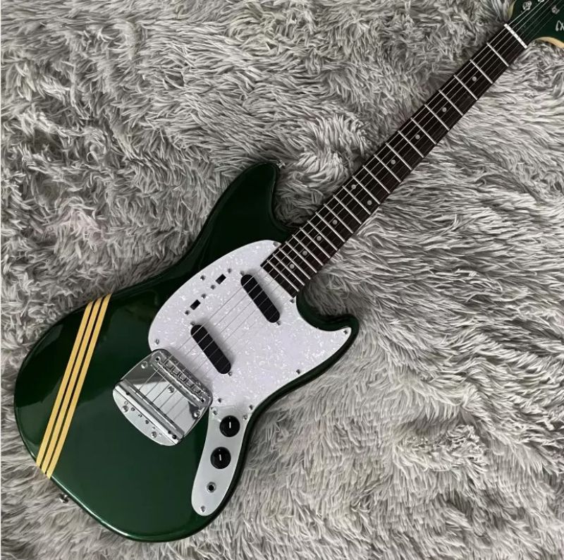 Custom Fender Mustang Style Electric Guitar Metallic Green S-S Pickups ...