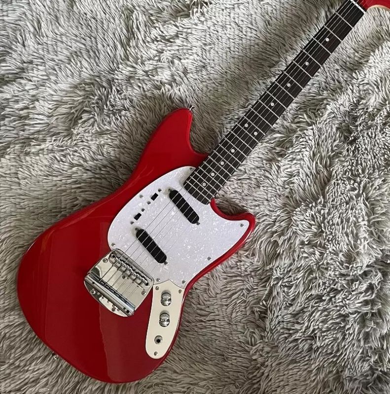 Custom Fender Mustang Style Electric Guitar in Red Color with S-S ...