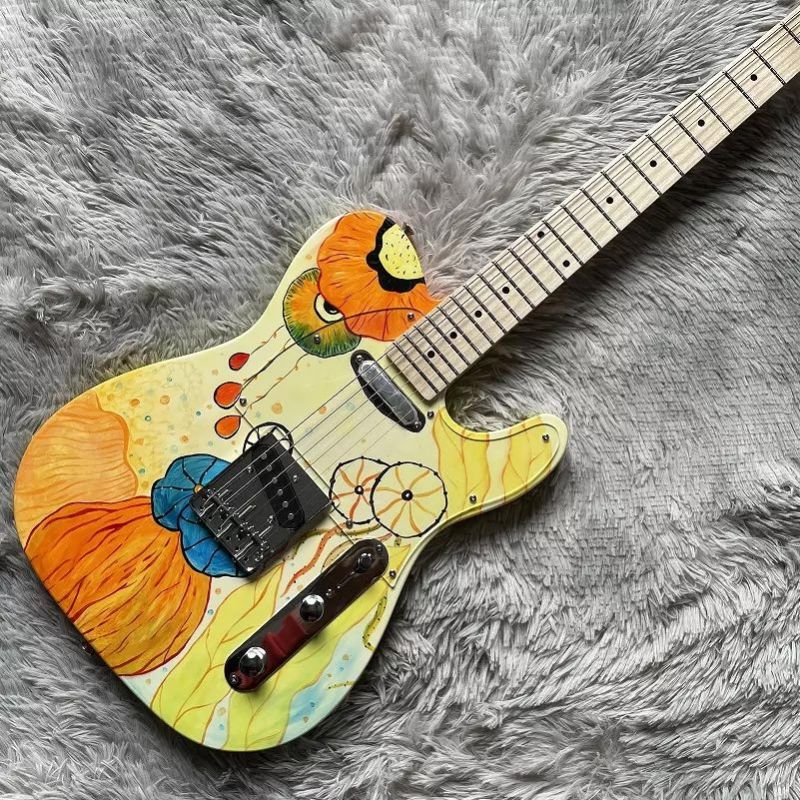 Custom Tele FD Style TL Electric Guitar Yellow Color Lotus Maple ...