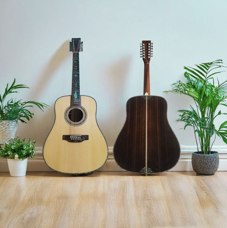 Custom 12-Strings Dreadnought Acoustic Guitar, Solid Rosewood Back Side ...