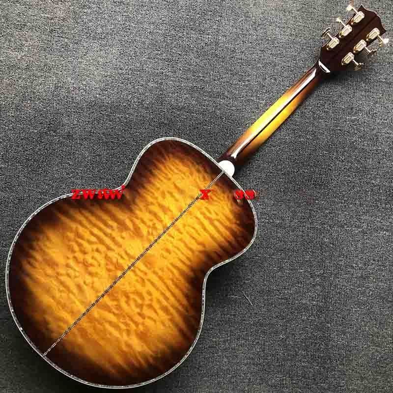 Custom Tobacco Color Flamed Maple Back Side Abalone Binding Jumbo ...