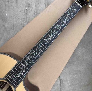 Custom 41"Acoustic Guitar Arm Rest Abalone Ebony Fingerboard Matte ...
