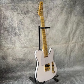 Custom Black Binding White Color Tele Electric Guitar with gold hareware