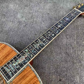 Koa Acoustic Guitar 41 Inch D Type Body Abalone Flowers Inlays Ebony ...