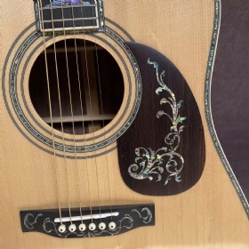 Solid Spruce Acoustic Guitar Ebony fingerboard Abalone Flower Inlays ...