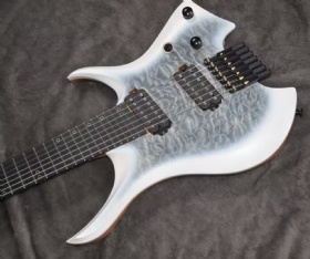 Custom Fanned Frets 7 Strings Headless Electric Guitar White Color Eye ...